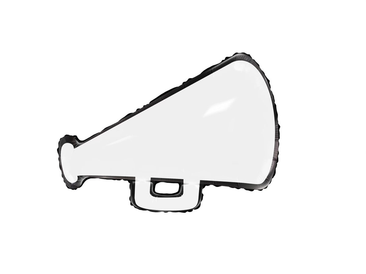White Megaphone Foil Balloon – 27" Sports & Cheer Decoration – Funny ...