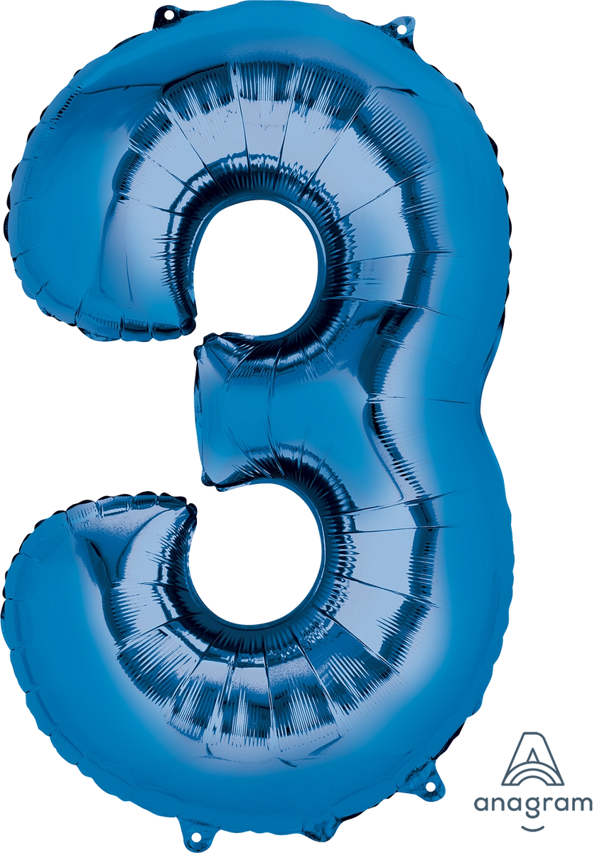 Royal Blue Number 3 Balloon 34in – Anagram – Funny Balloons Miami LLC