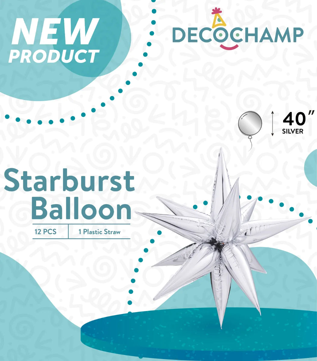 Starburst Balloon Silver 641476 - 40 in – Funny Balloons Miami LLC