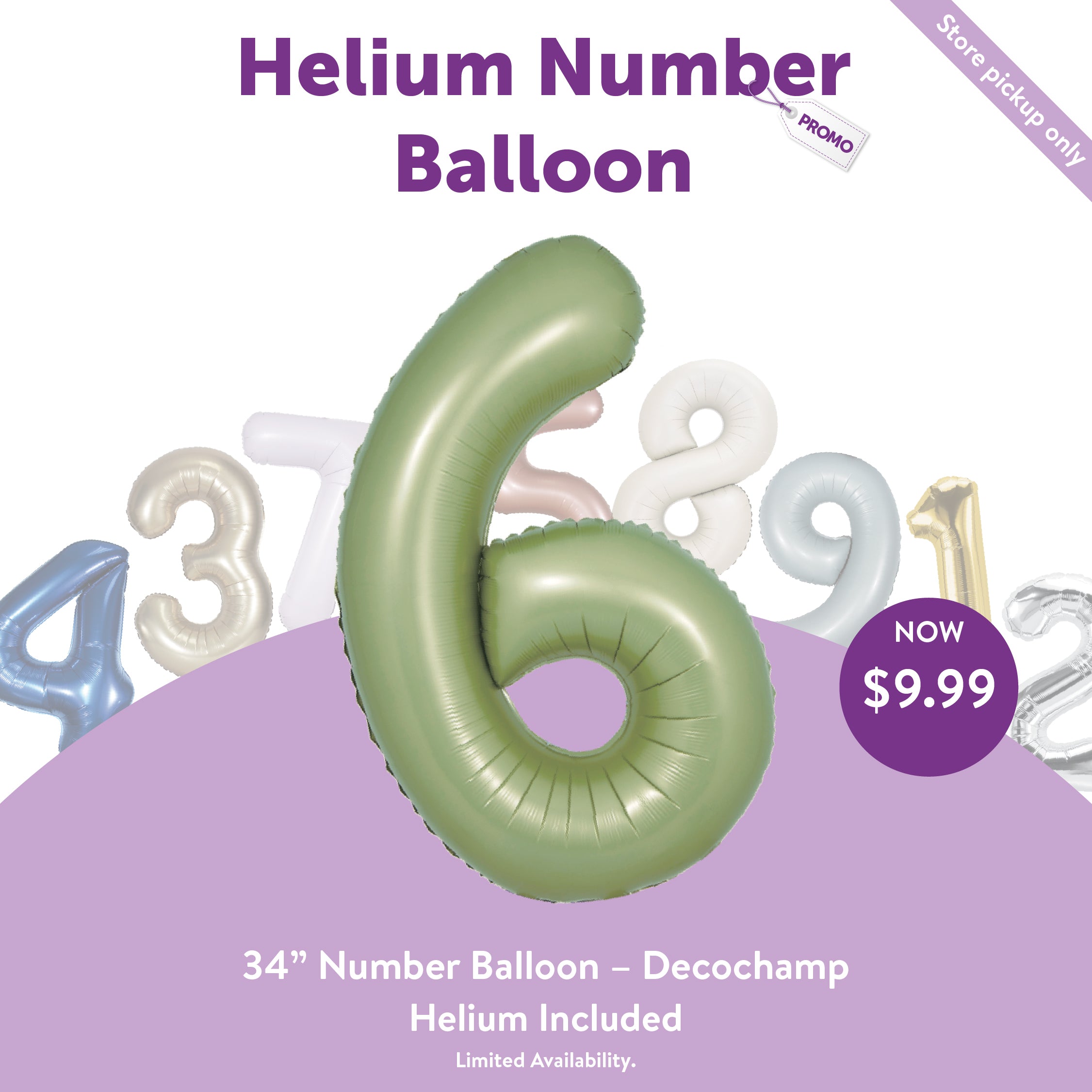 34" Helium Number Balloon $9.99 | DecoChamp – Store Pickup Miami ...