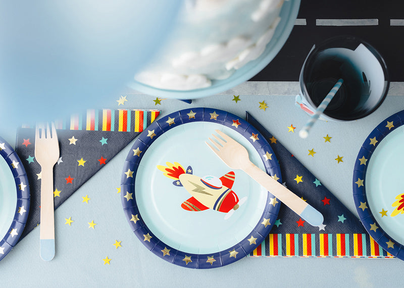 Airplane Party Plates – 6-Pack 9" by Party Deco | Little Pilot Birthday ...
