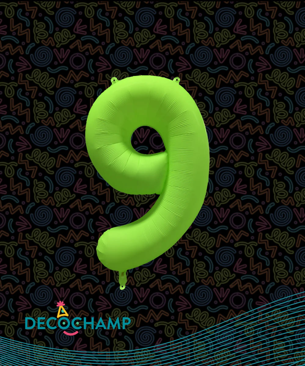 "Neon Green Number 9 Foil Balloon 34 in" – Funny Balloons Miami LLC