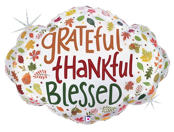 Grateful Thankful Blessed Balloon 30 in - Betallic Foil – Funny ...