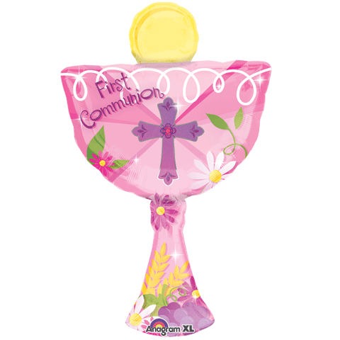 First Communion Pink SuperShape Foil Balloon | Anagram – Funny Balloons ...