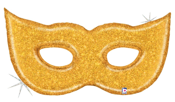 Gold Glitter Mask 51” Holographic Foil Balloon | Betallic – Funny ...