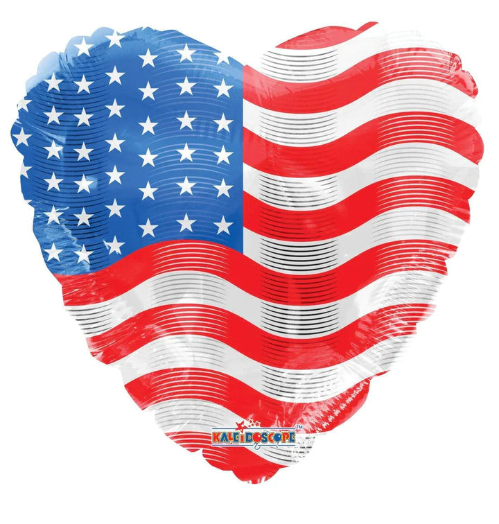 USA Flag Heart Foil Balloon 18 in – Patriotic Love – Funny Balloons ...